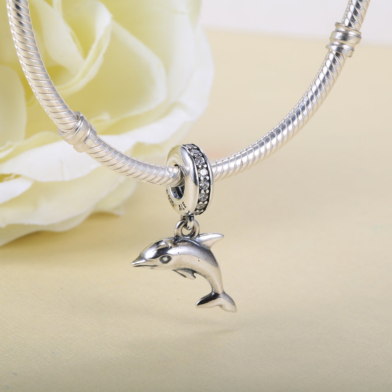 Pandora Jewelry Playful Dolphin Cubic Zirconia Charm in Sterling Silver