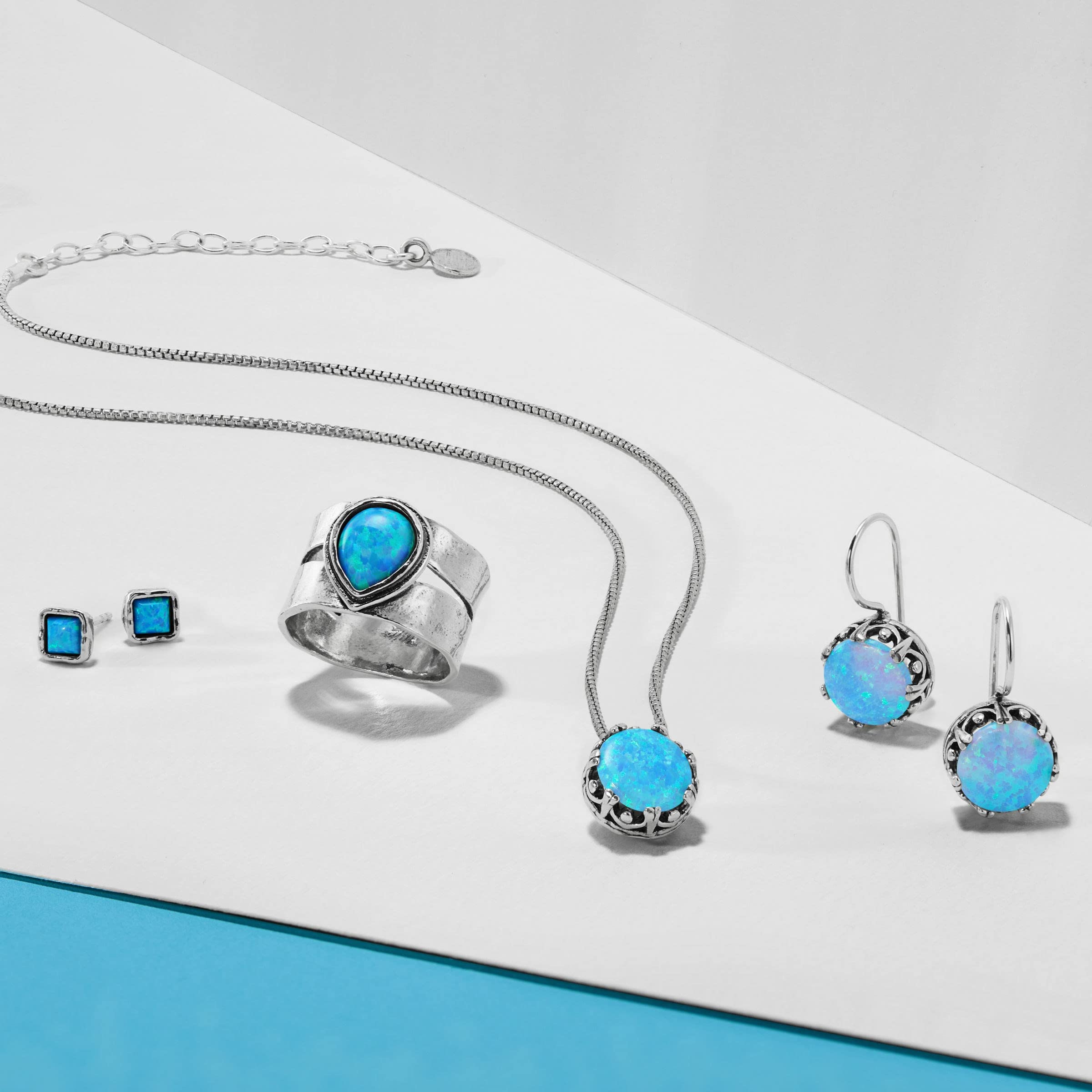 Silpada 'Kintla' Created Blue Opal Drop Earrings in Sterling Silver