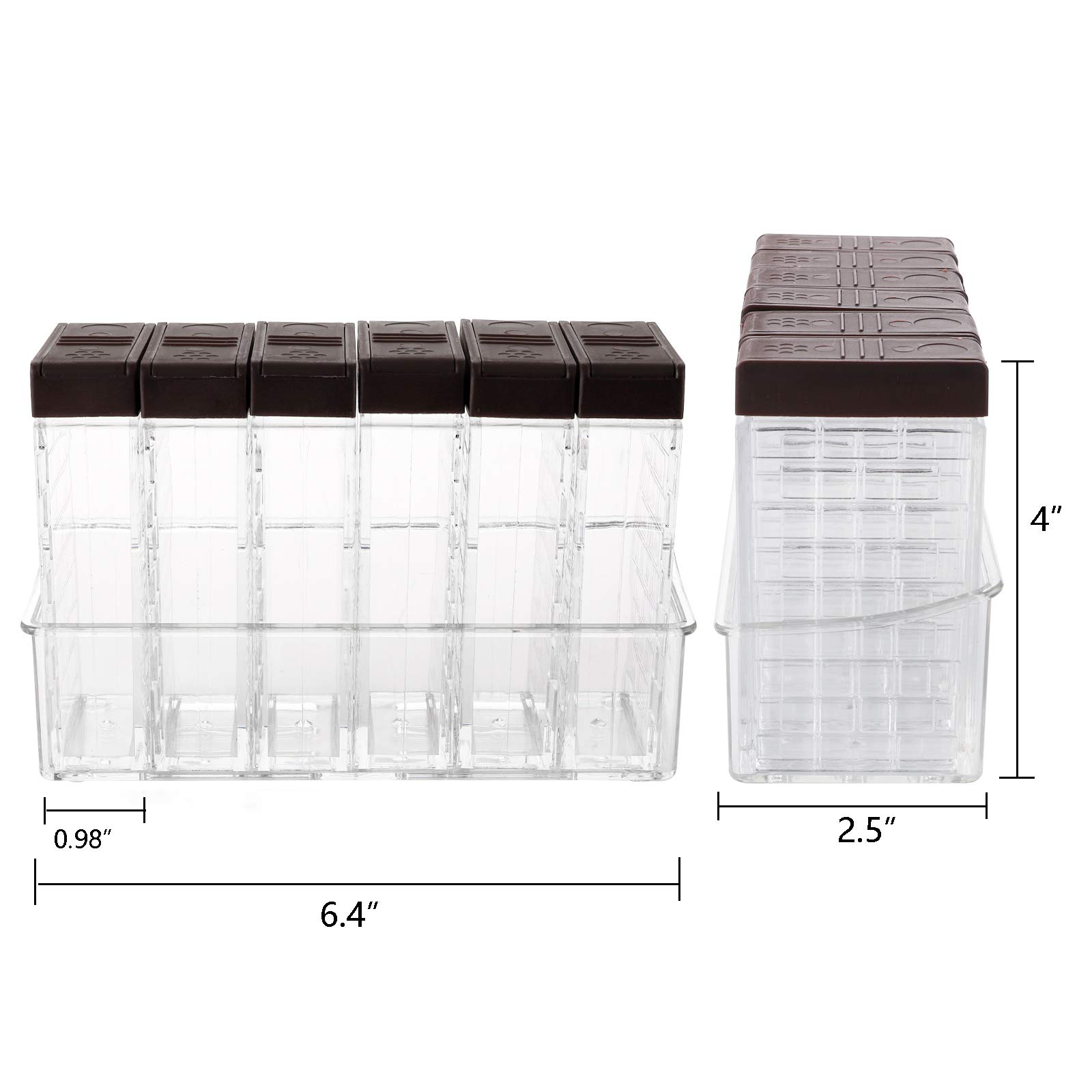TOPZEA 12Pcs Spice Shaker Jars, Travel Seasoning Box with 2-in-1 Lids Empty Condiment Set Plastic Seasoning Storage Container Dispenser for Spice, Salt and Pepper, Clear
