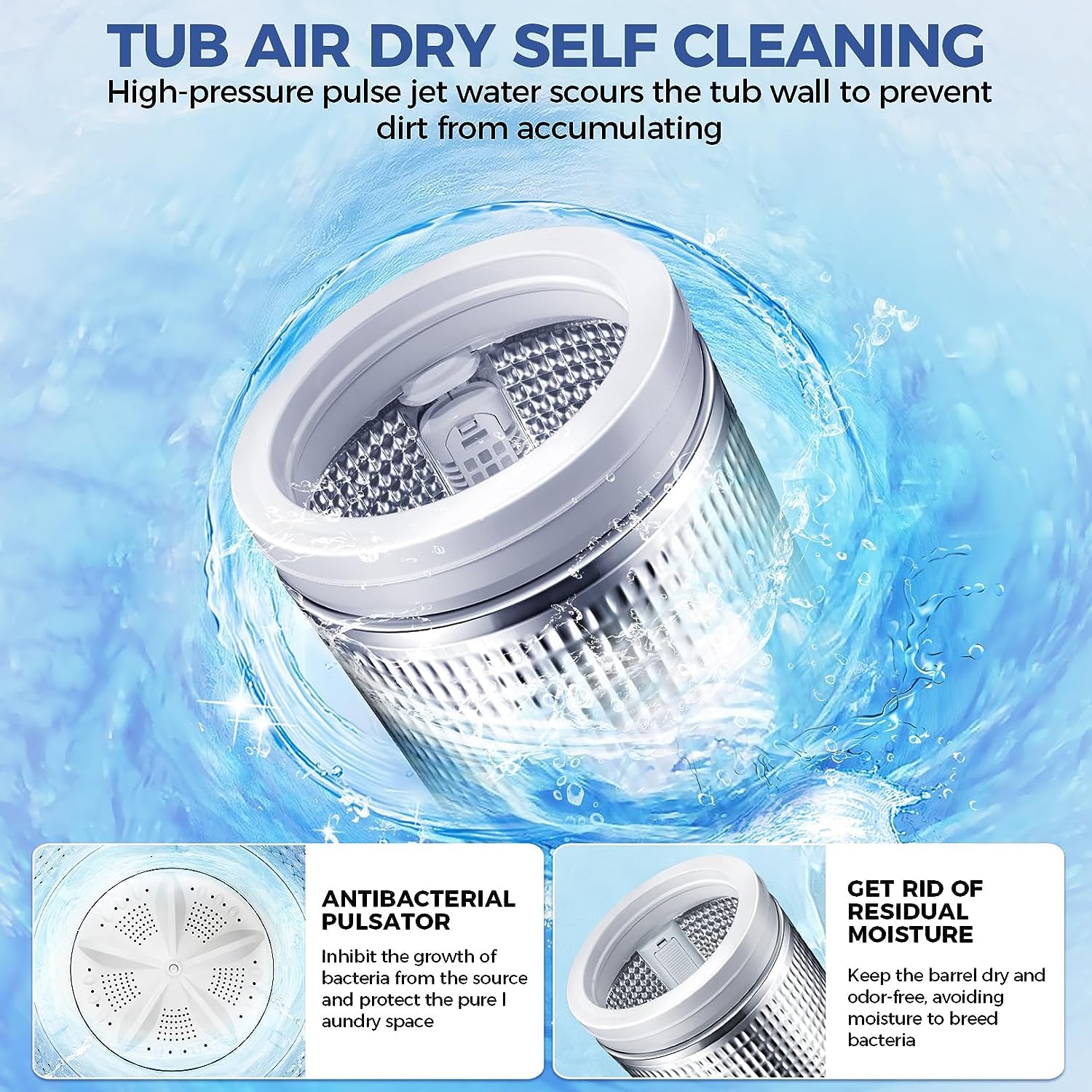 Portable Washing Machine, Portable Washer 17.8 Lbs Capacity 2.4Cu.ft Full-Automatic Washer and Spin-Dryer Combo with LED Display 10 Programs 8 Water Levels, Compact Washer for Apartment, Dorm, RV