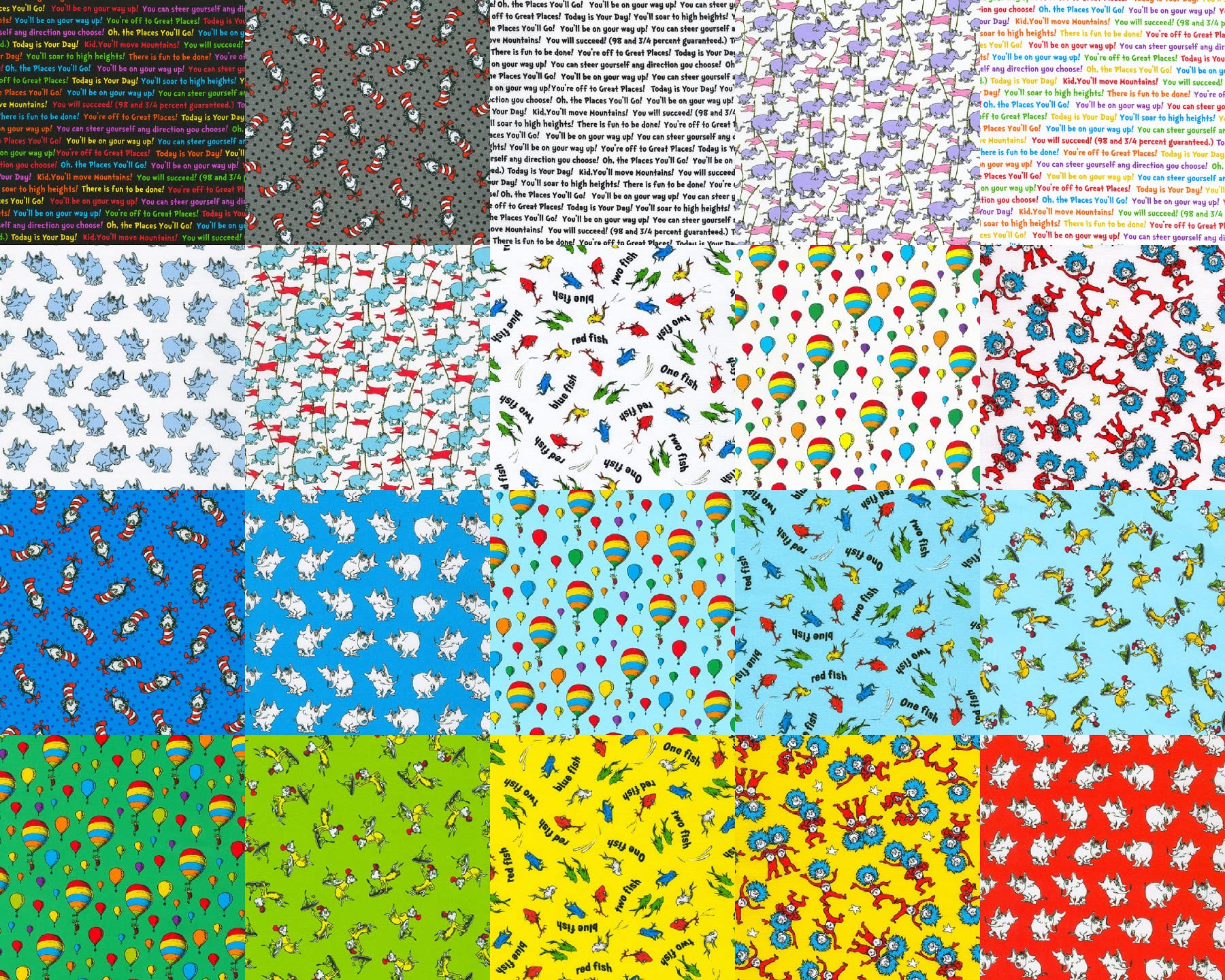 Robert Kaufman Fabrics A Little Dr. Suess Roll Up 40 2.5-inch Strips Jelly Roll Robert Kaufman RU-1044-40, Assorted Color