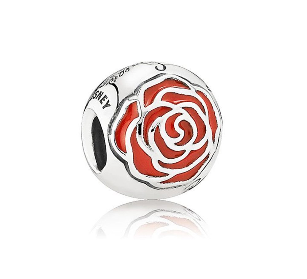 Pandora 791575EN09 Charm Disney, Belle's Enchanted Rose with Red Enamel