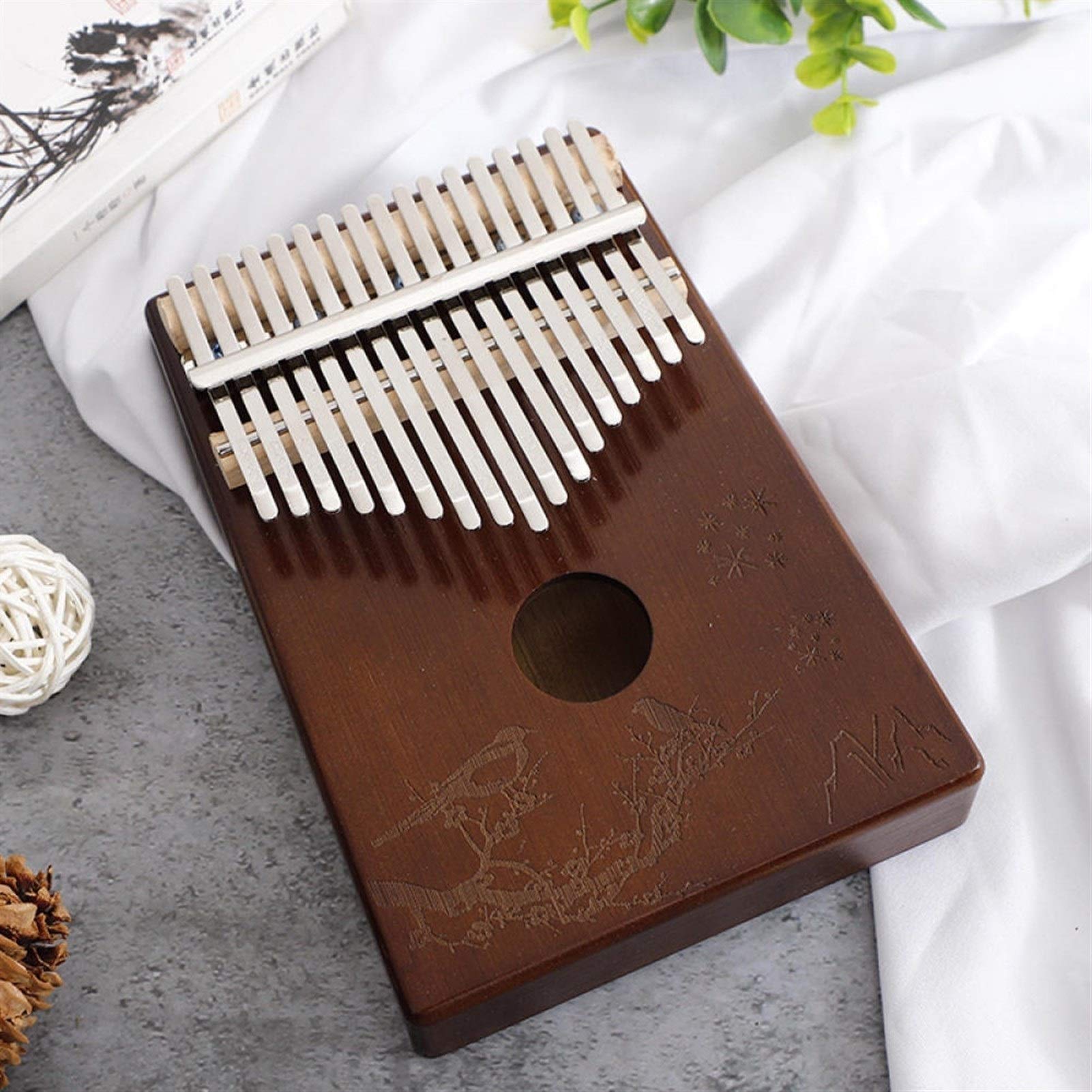 SLFDXDP Thumb Piano Thumb Piano Kalimba 17-Note Finger Piano Beginners Introduction Portable Musical Instrument Kalimba Bamboo Portable (Color : A)