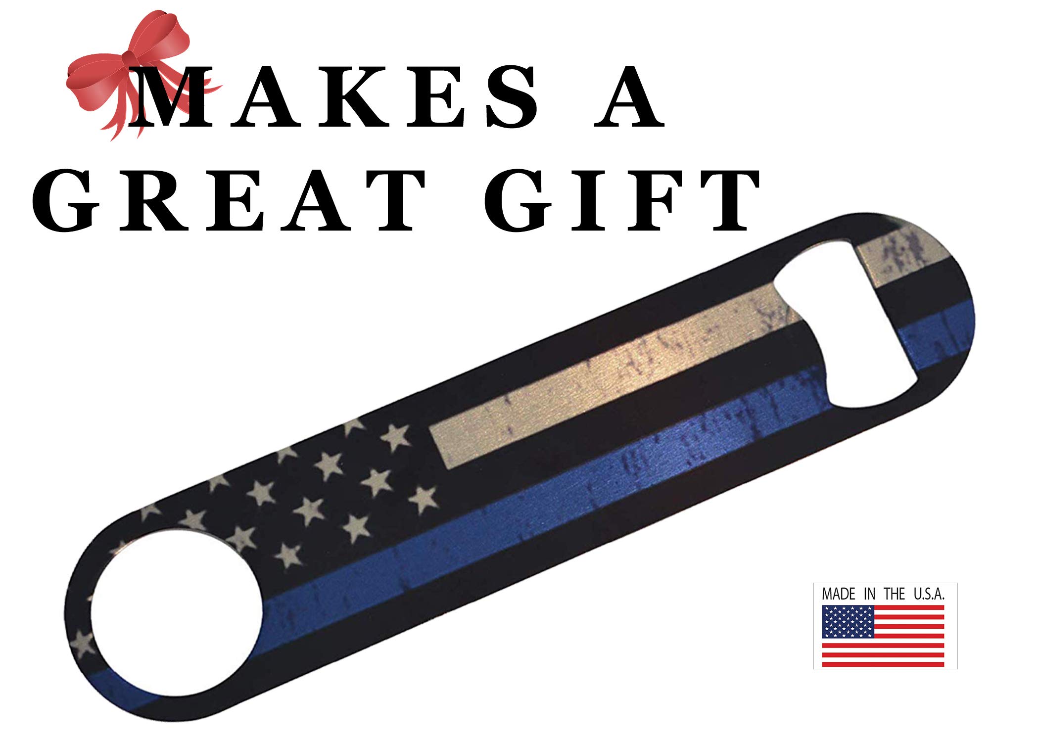 Thin Blue Line Police Officer Speed Bottle Opener Heavy Duty Gift Law Enforcement Blue Lives Matter Flag