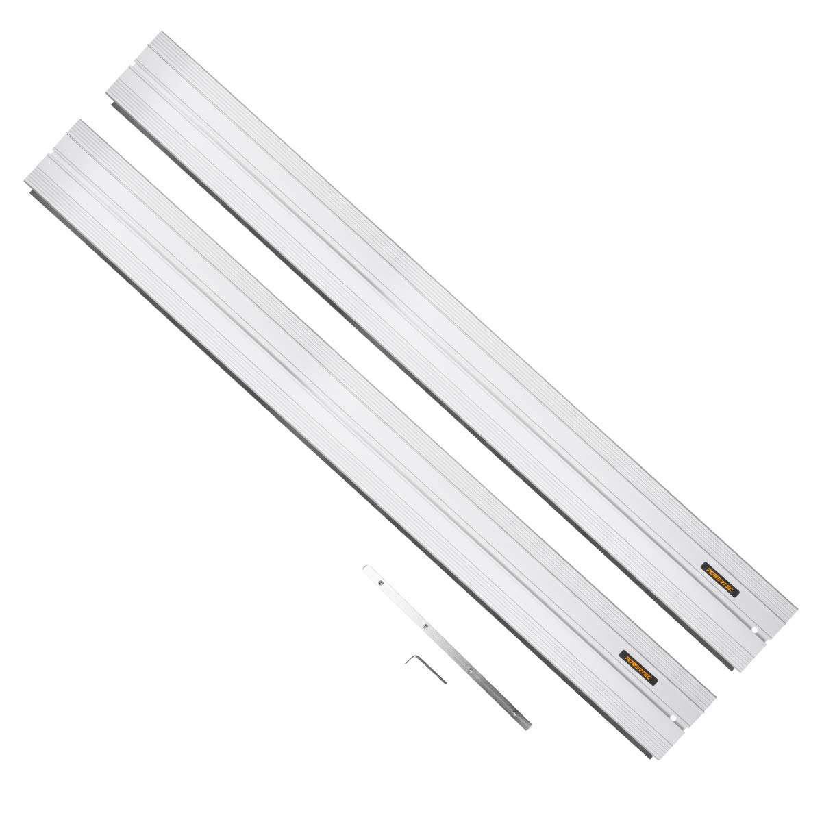 POWERTEC 71573 55” Track Saw Guide Rail Joining Set for Bosch Track Saws | Includes (2) Aluminium Extruded Guided Rails and (1) Guide Rail Connectors for Woodworking Projects