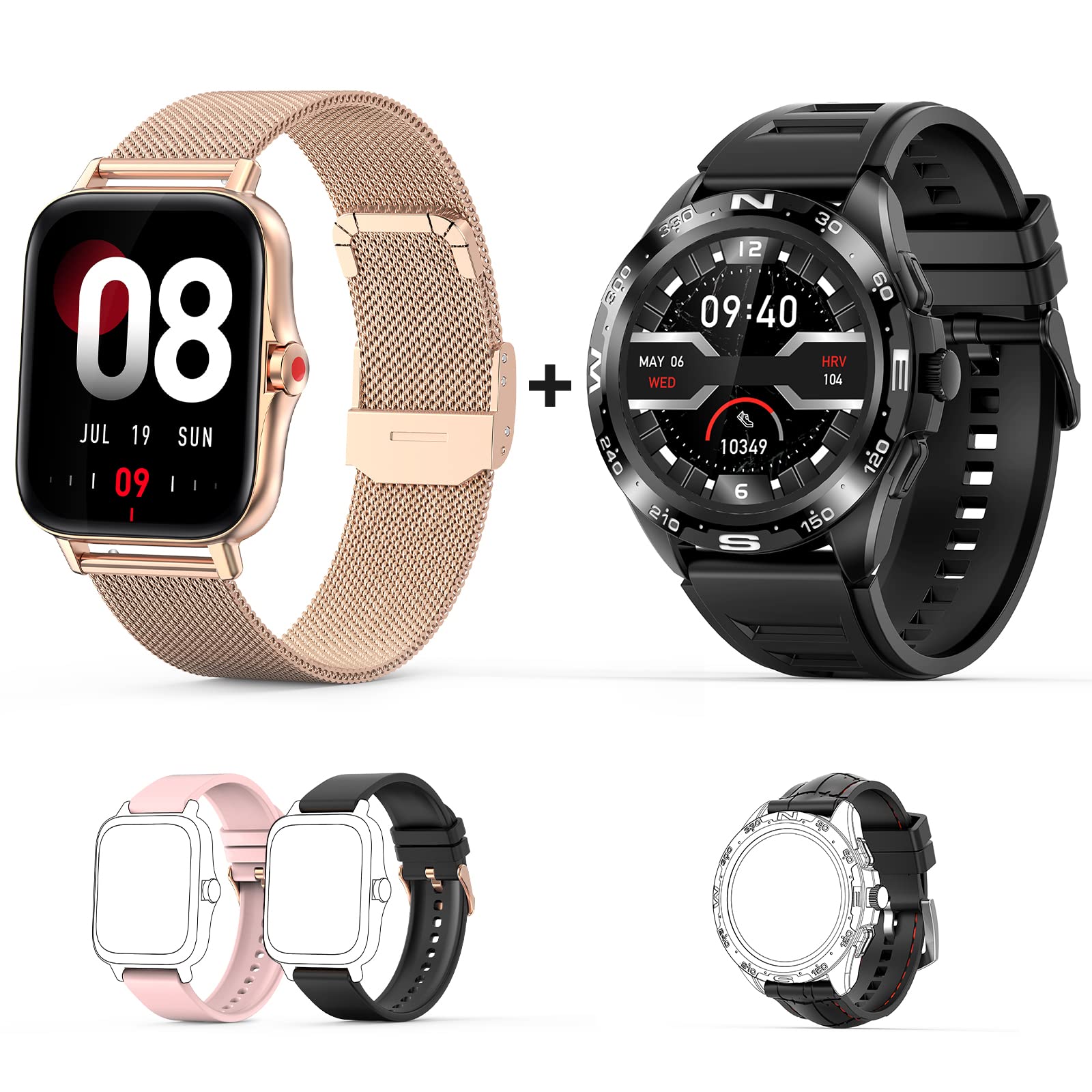 ZKCREATION Smart Watch Answer Call Fitness Tracker for Android iOS Phones Smartwatch for Women Men