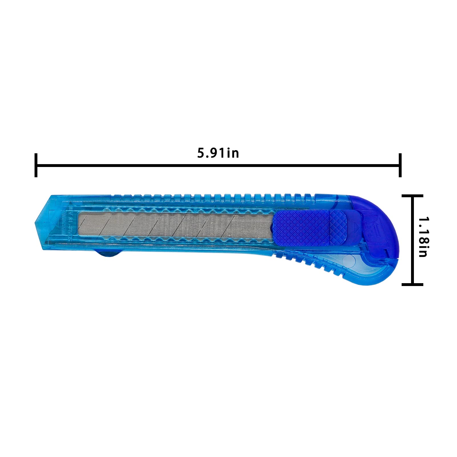 TWOMEM 12-Pack Transparent Utility Knife Heavy Duty Retractable Box Cutter for Cartons, Cardboard and Boxes 18mm Sharp blade for Office and Home Use