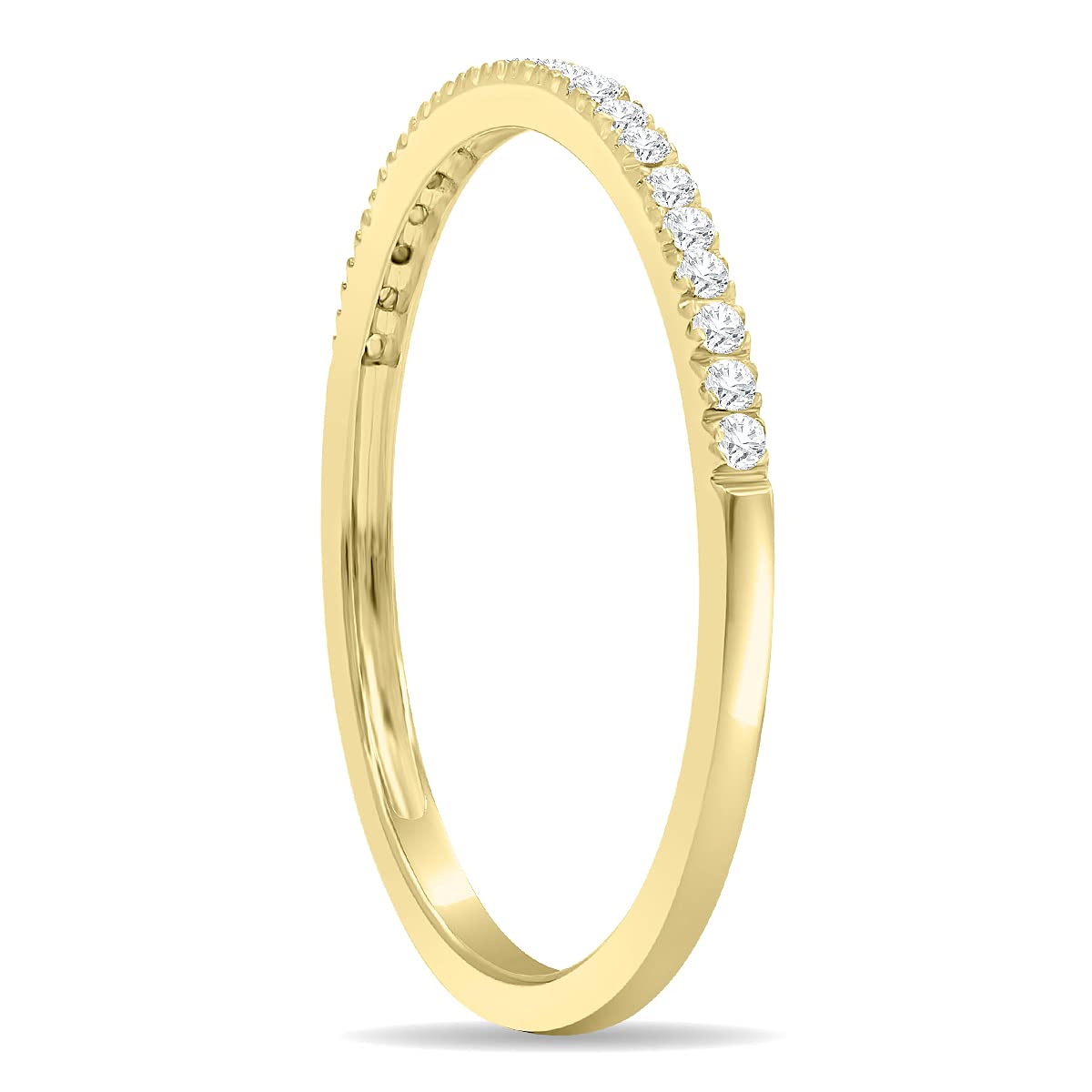 SZUL Women's 1/6 Carat TW Thin Diamond Band in 10K Yellow Gold (Wedding, Fashion or Stackable Band)