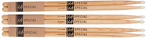 promark LA Specials - 5A Drumsticks - Drum Sticks Set for Acoustic Drums or Electronic Drums - Oval Nylon Tip - Hickory Drum Sticks - Consistent Weight and Pitch - Made in the USA - 3 Pairs