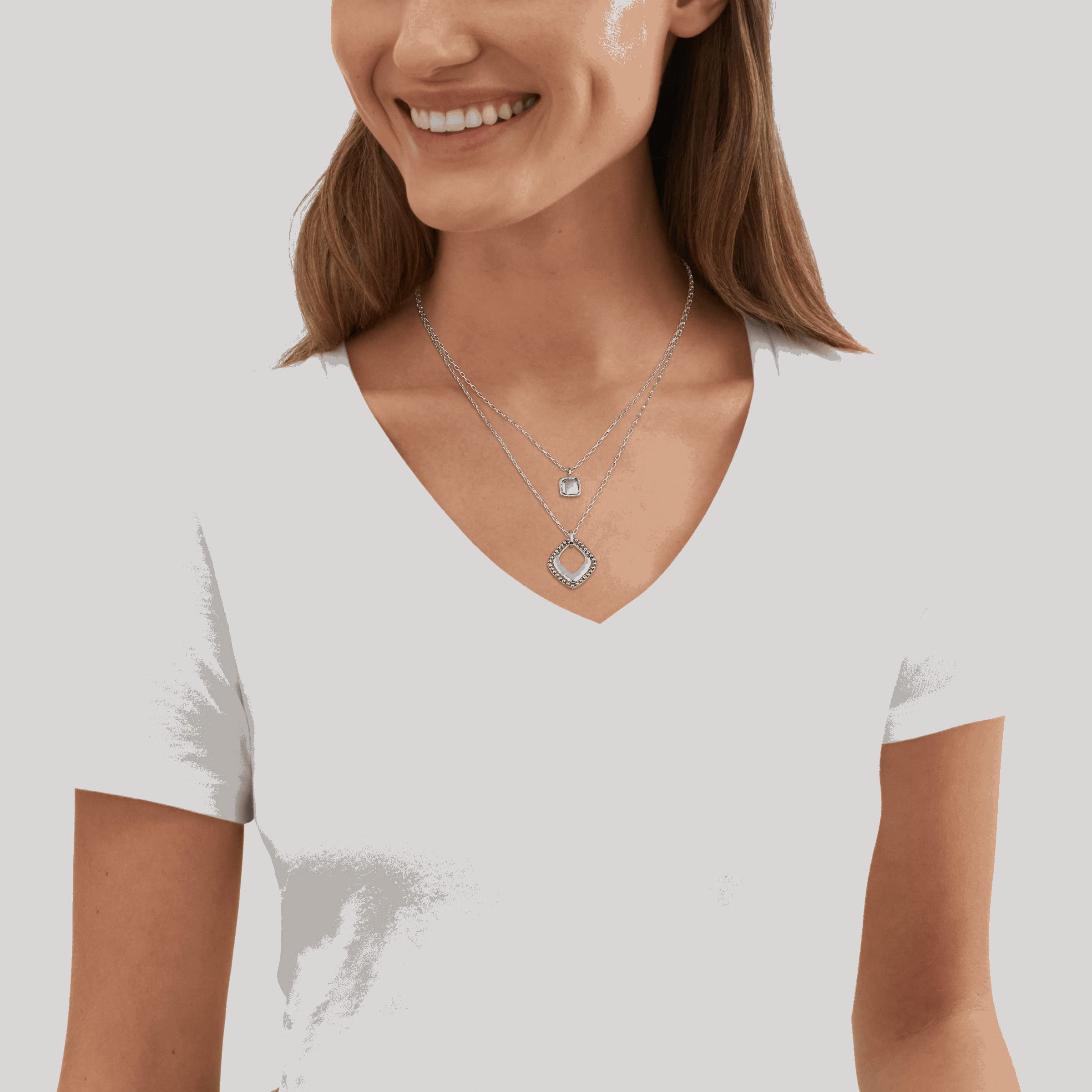 Silpada 'Studded Layers' Pendant Necklace in Sterling Silver, 18" + 2"