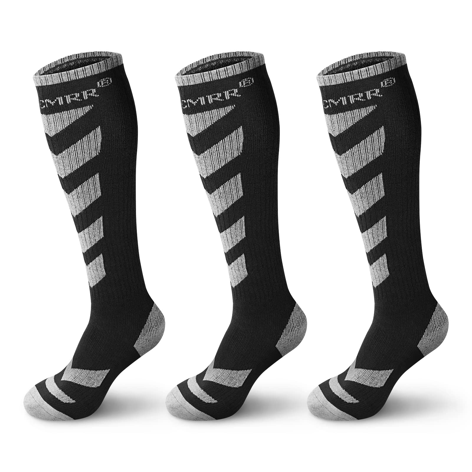 ZNCMRR 3 Pack Thermal Socks for Men Compression Socks Boot Socks Warm Socks Thick Ski Socks for Cold Weather (black)