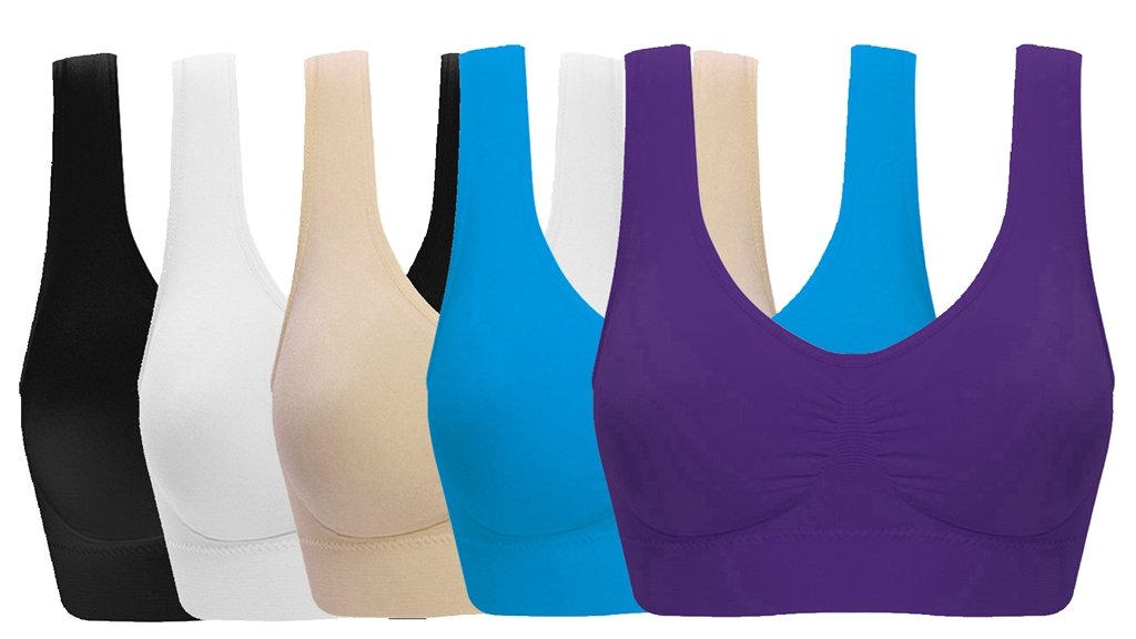 ohlyah Women s Seamless Wire-Free Bra with Removable Pads pack 5 Pack black White Nude Blue Purple XXXL 38DD 40D 42C 42D 44B 44C