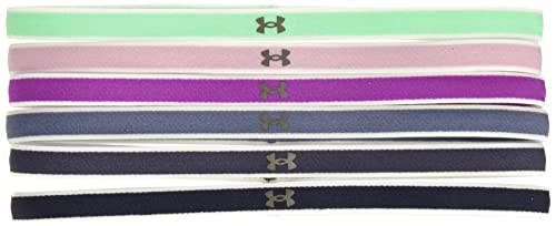Under Armour Girls' Mini Headbands 6-Pack, (410) Midnight Navy / Tempered Steel / Metallic Pewter, One Size Fits All