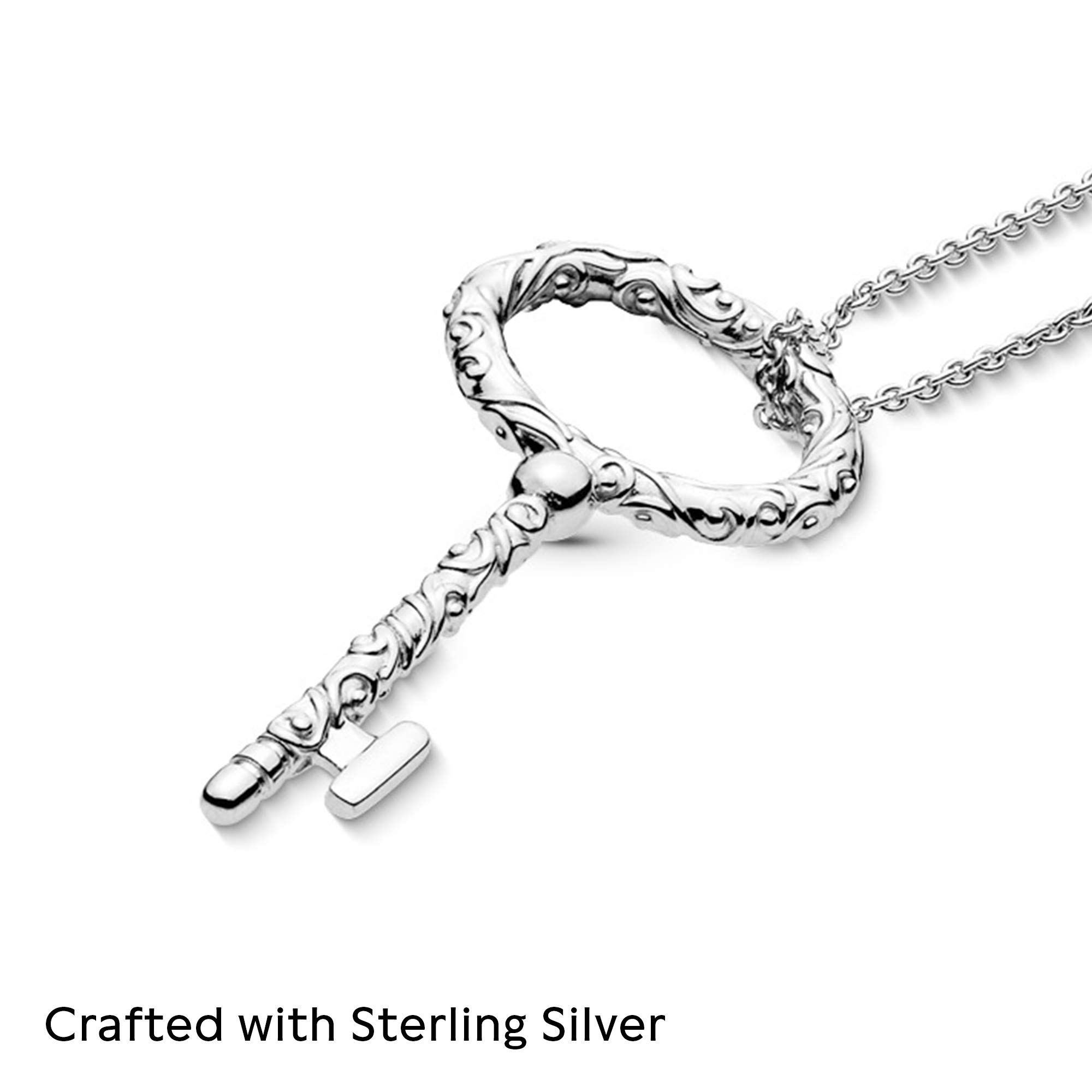 Pandora Jewelry Regal Key Sterling Silver Necklace, 35.4"