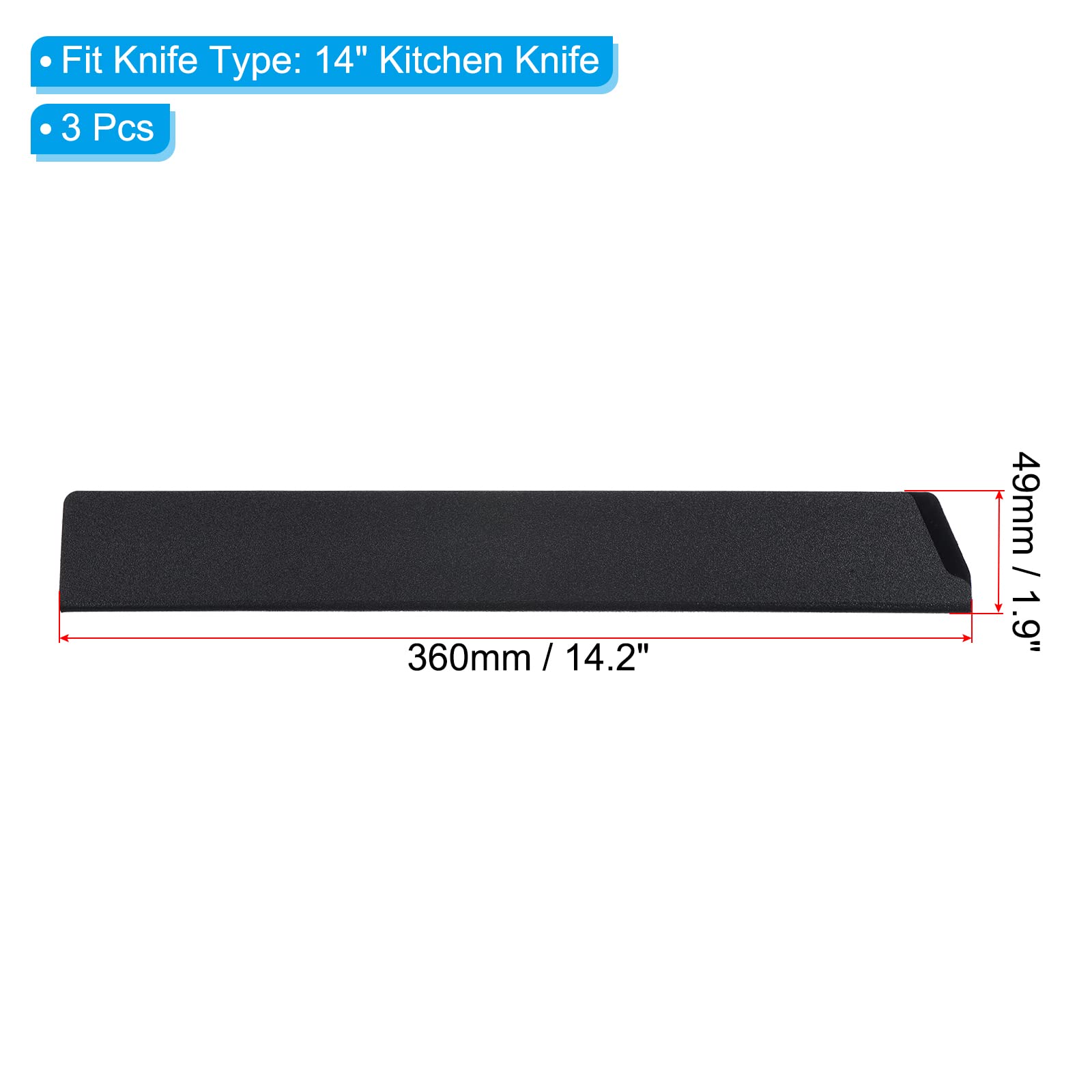 PATIKIL ABS Knife Cover Sleeves for 14" Kitchen Knife, 3 Pack Knives Edge Guard Blade Protector Universal Knife Sheath for Home Kitchen, Black