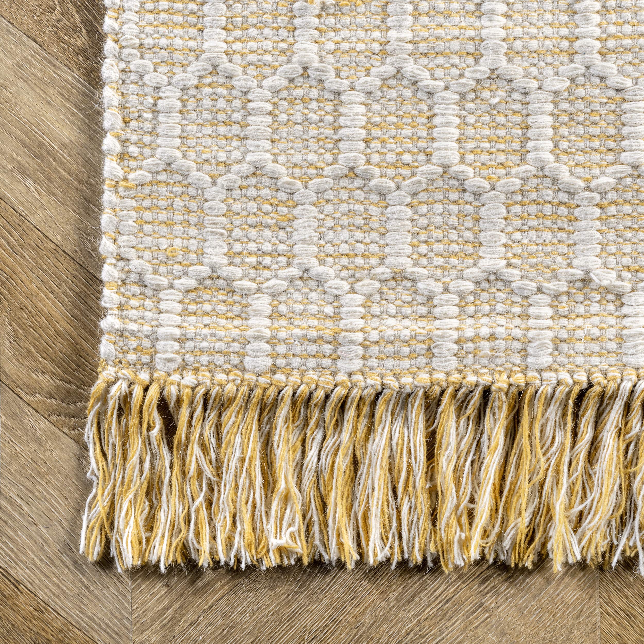 nuLOOM Wylie Honeycomb Wool Fringe Rug, 6x9, Grey
