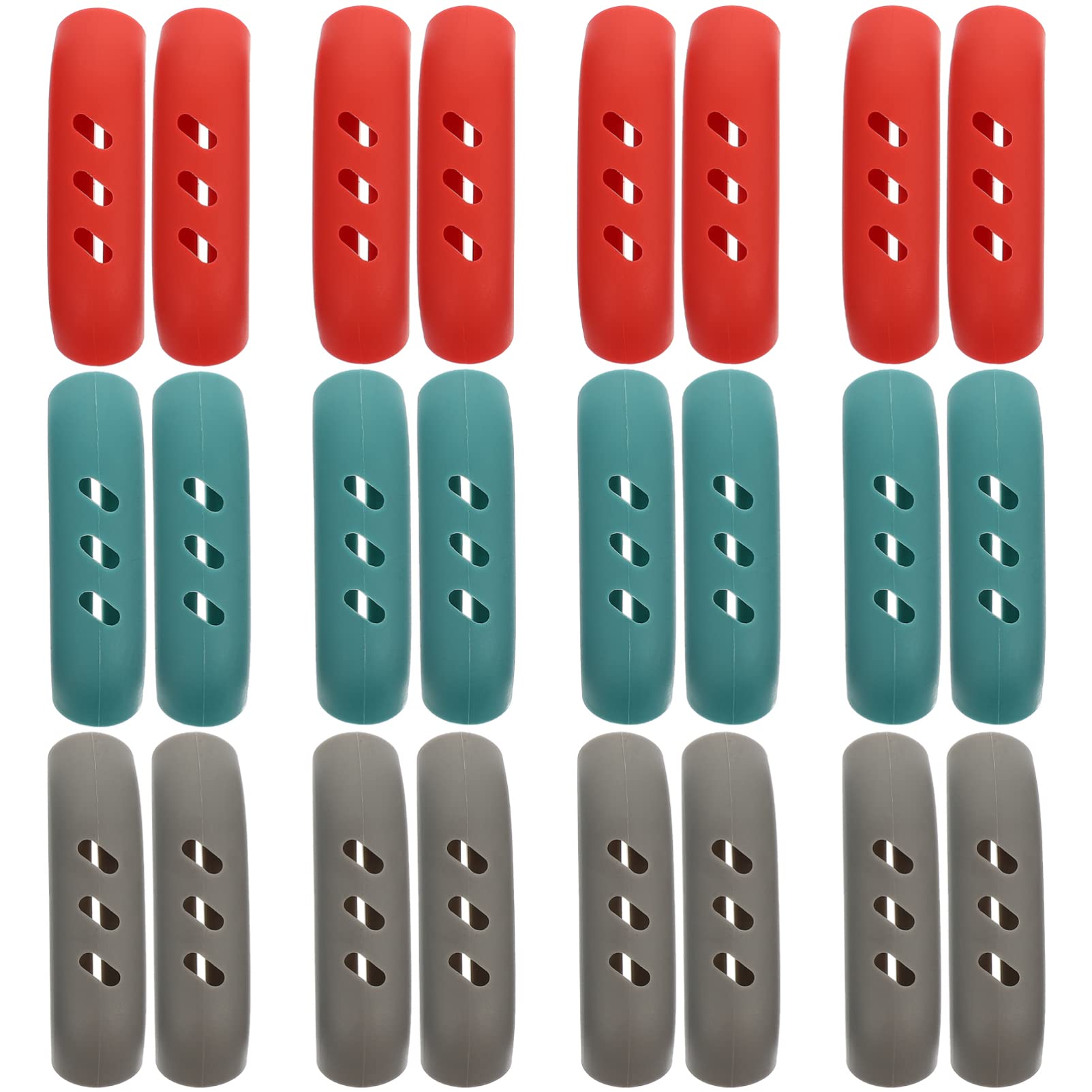 UPKOCH 24pcs Hot Handle Holder Silicone Assist Pan Handle Sleeve Pot Holders Heat-Resistant Cast Iron Skillets Handles Grip Covers for Skillets Frying Pans Casserole Gray Red and Green