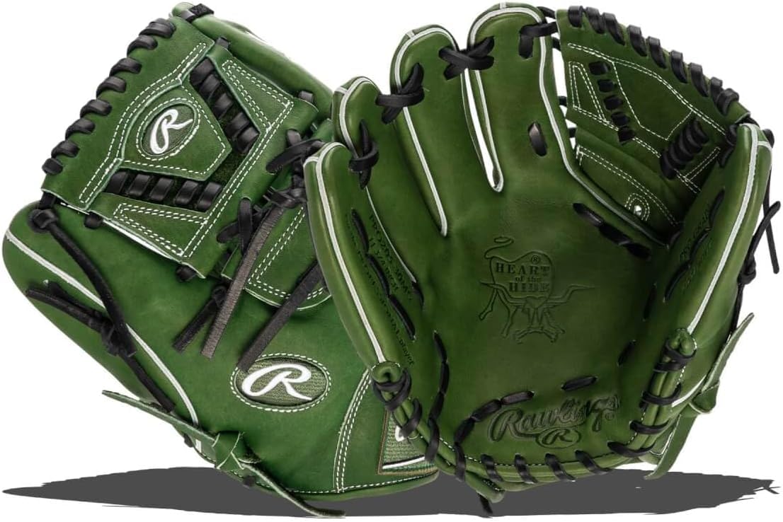 Rawlings | HEART of The HIDE Baseball Glove | Right Hand Throw | 11.75" - 2 Pc. Solid Web | Military Green