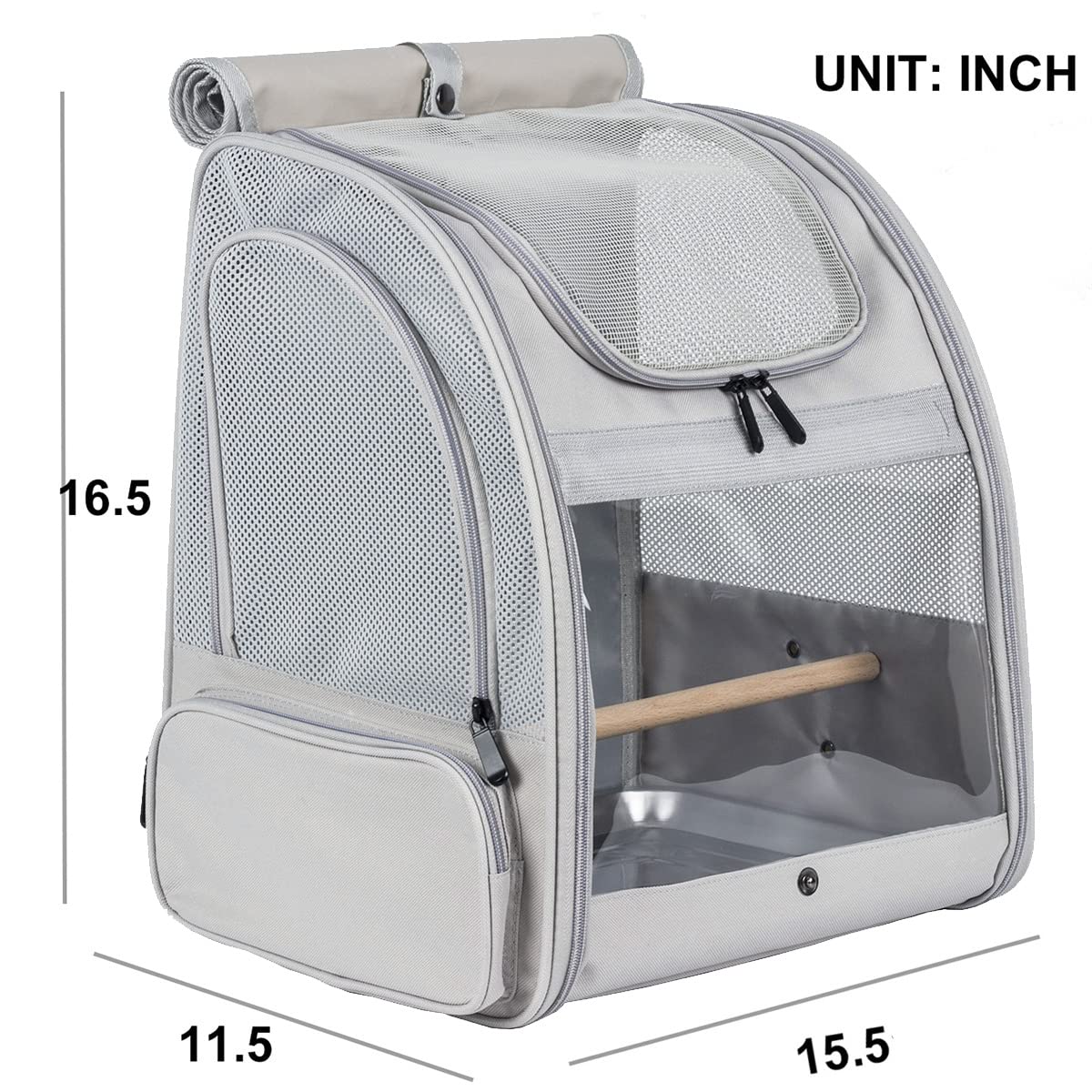 ORIZZP Bird Travel Carrier with Stand Perch, Breathable Bird Carrier Cage Parrot Carrier for Hiking, Airline Approved