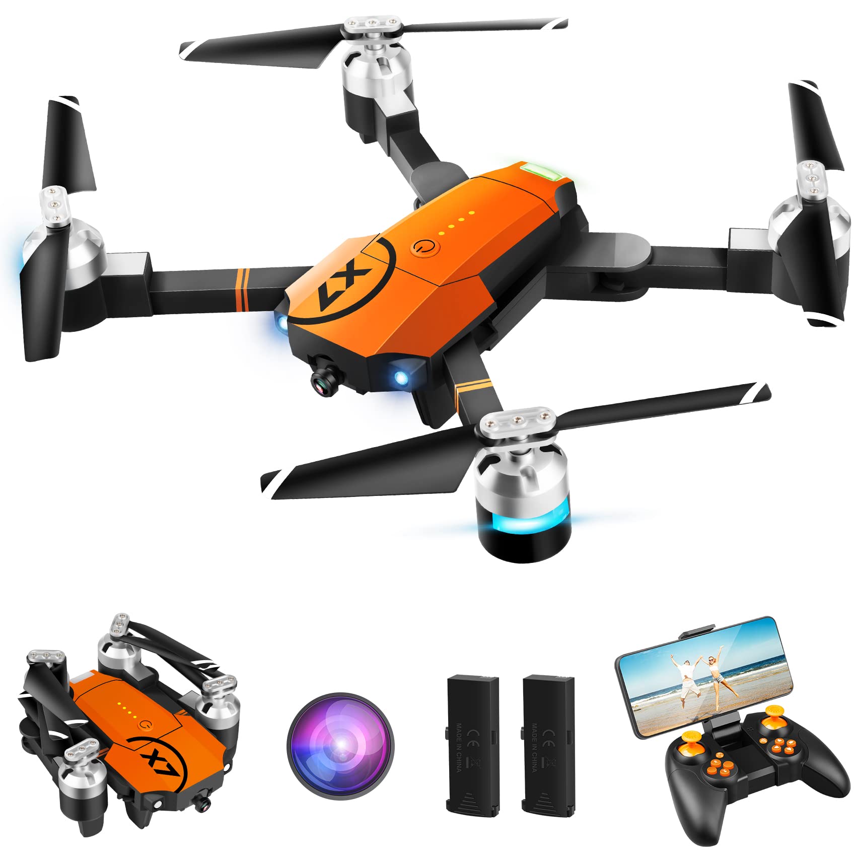 ORKNELY 1080P WiFi FPV Quadcopter Drone with Camera - For Adults and Kids, Headless Mode, Altitude Hold, One Key Takeoff/Landing