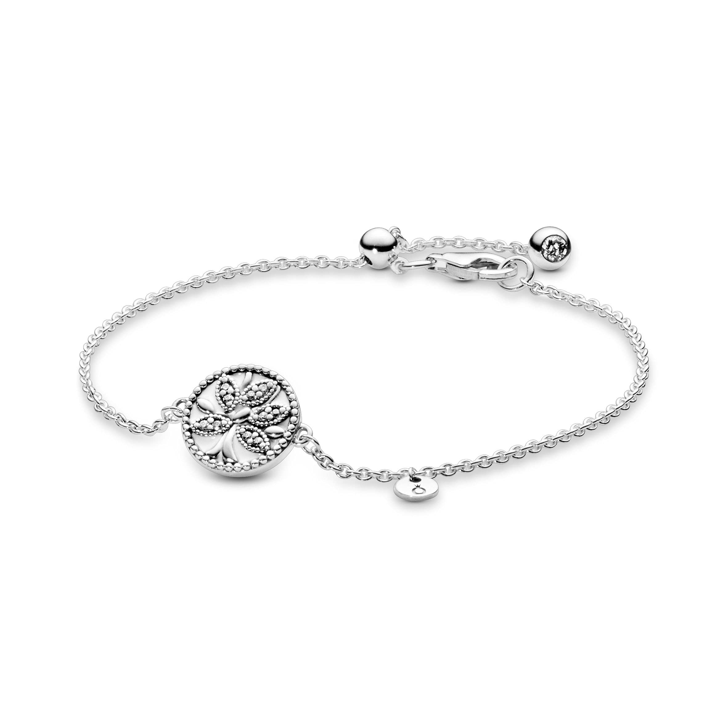 Pandora Jewelry Sparkling Family Tree Slider Cubic Zirconia Bracelet in Sterling Silver, 7.1"