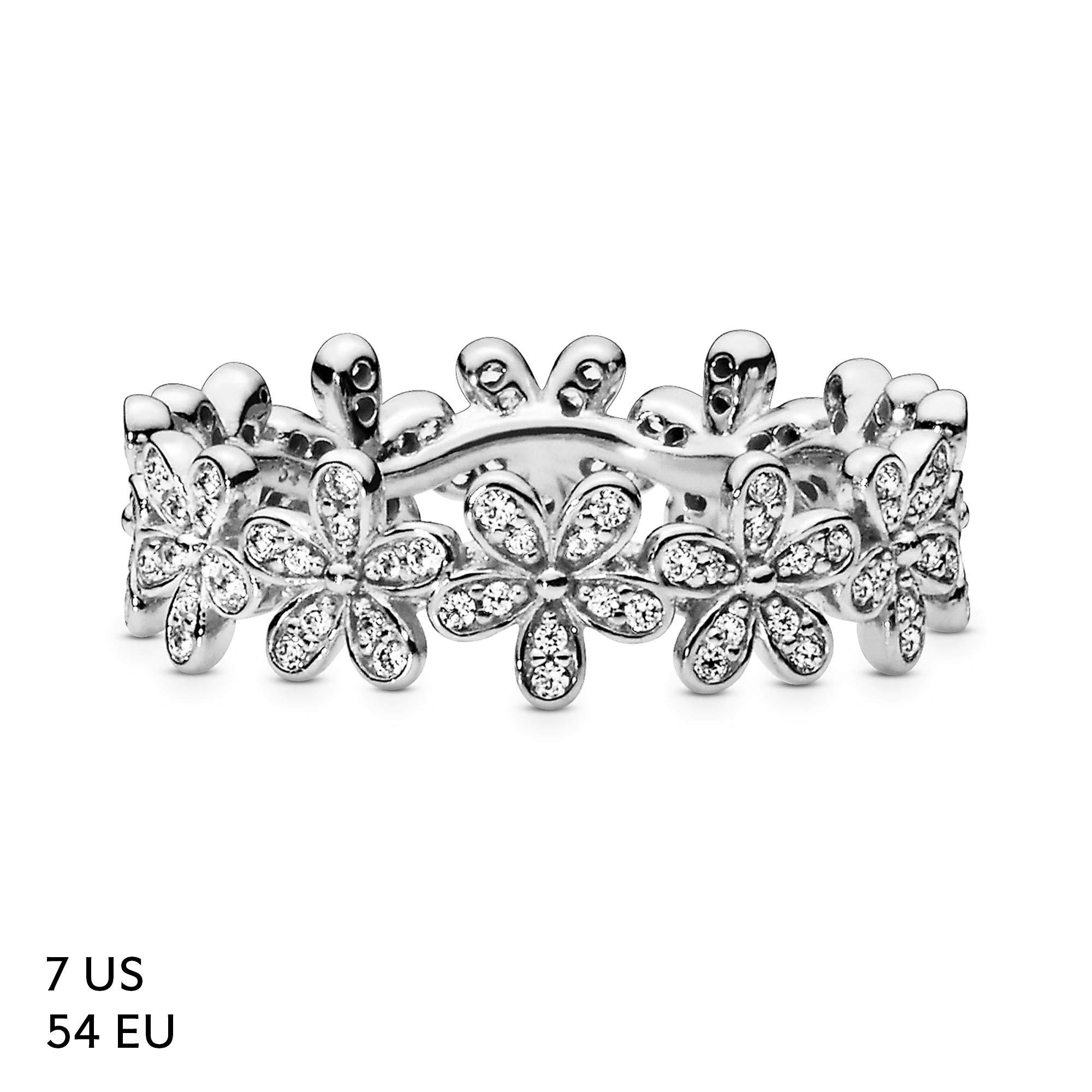 Pandora Daisy Flower Ring - Sterling Silver Ring for Women - Gift for Her - Sterling Silver with Clear Cubic Zirconia - Size 7.5