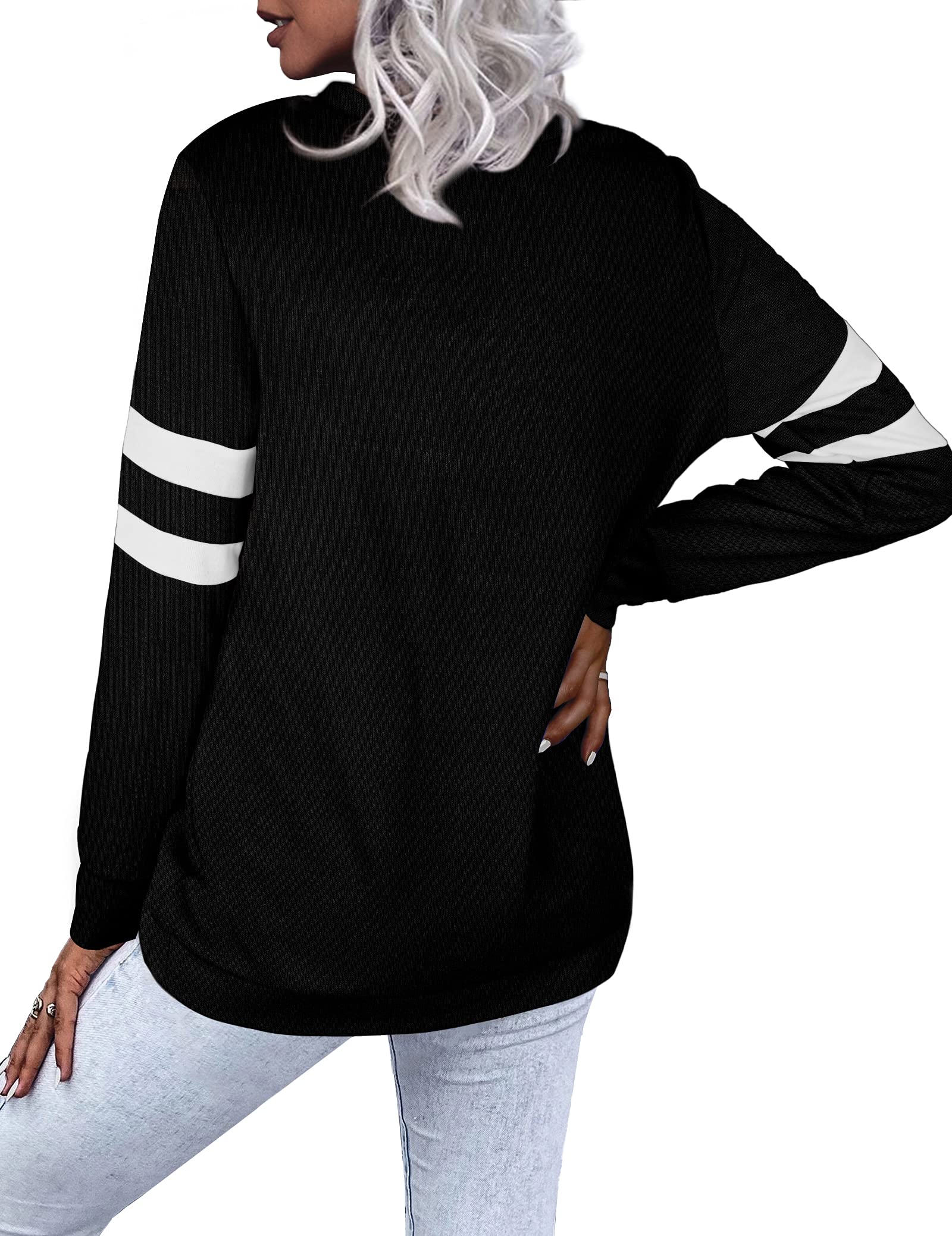 Sipaya Womens Black Sweatshirt, Casual Loose Sweater Button Up Black L