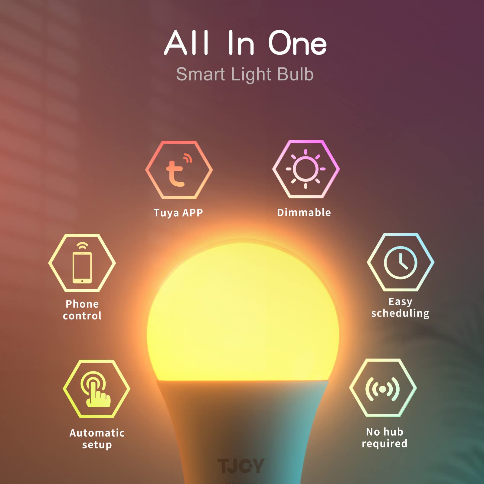 TJOY Alexa Smart Light Bulbs, WiFi Led Light Bulb Work with Alexa&Google Home, Dimmable RGB Color Changing 2700-6500K Smart App Control (2.4Ghz Only), A19 E26 9W (60W Equivalent) 800 Lumen,1 Pack…