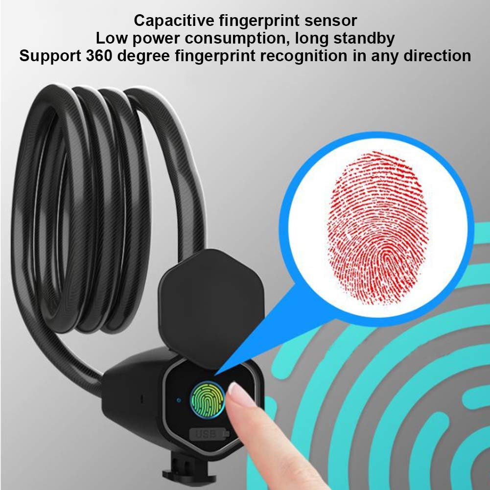 Smart Bluetooth Fingerprint Lock, Bike Chain Lock, Outdoor IP65 Waterproof Bicycle Lock, for Bicycle/Bike/Motorcycle/Door/Gate