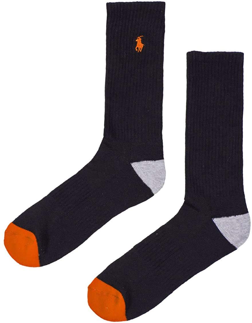Polo Ralph Lauren 6-Pack Heel Toe and Arch Support Crew Socks Sz 10-13 Fits 6-12.5 White Assorted
