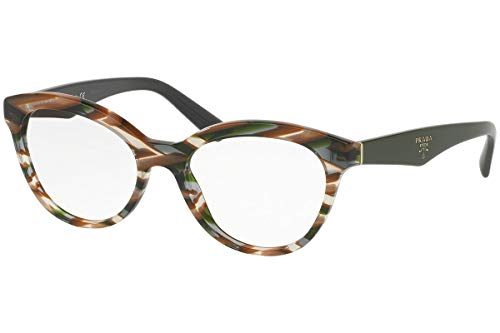 Prada Heritage PR 11RV VAO1O1 Sheaves Grey Brown Plastic Round Eyeglasses 52mm
