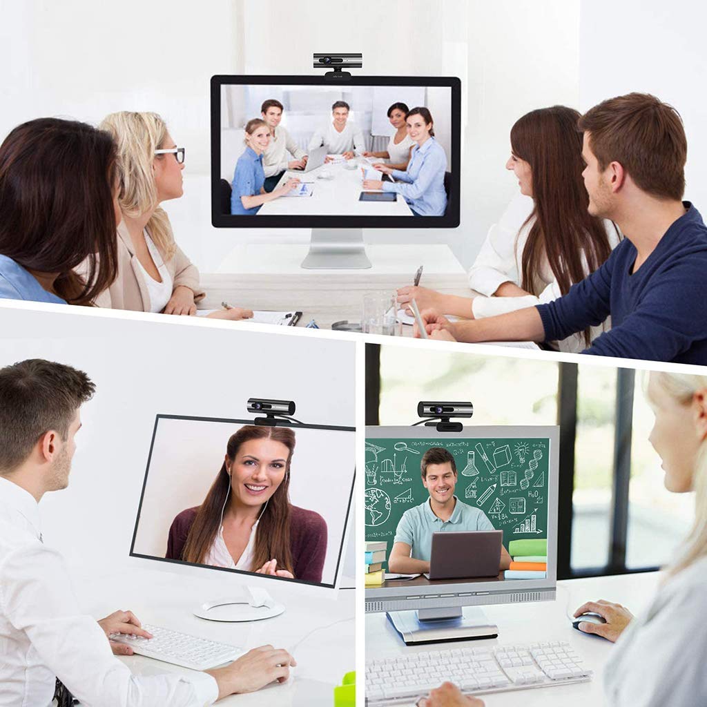 PC Video Webcam with Microphone HD 1080P Clip-on Camera 360° Rotatable and USB Driver-Free Web Cam for Teaching/Gaming/Conferencing/YouTube/Skype/Facebook/Whatsapp Tripod