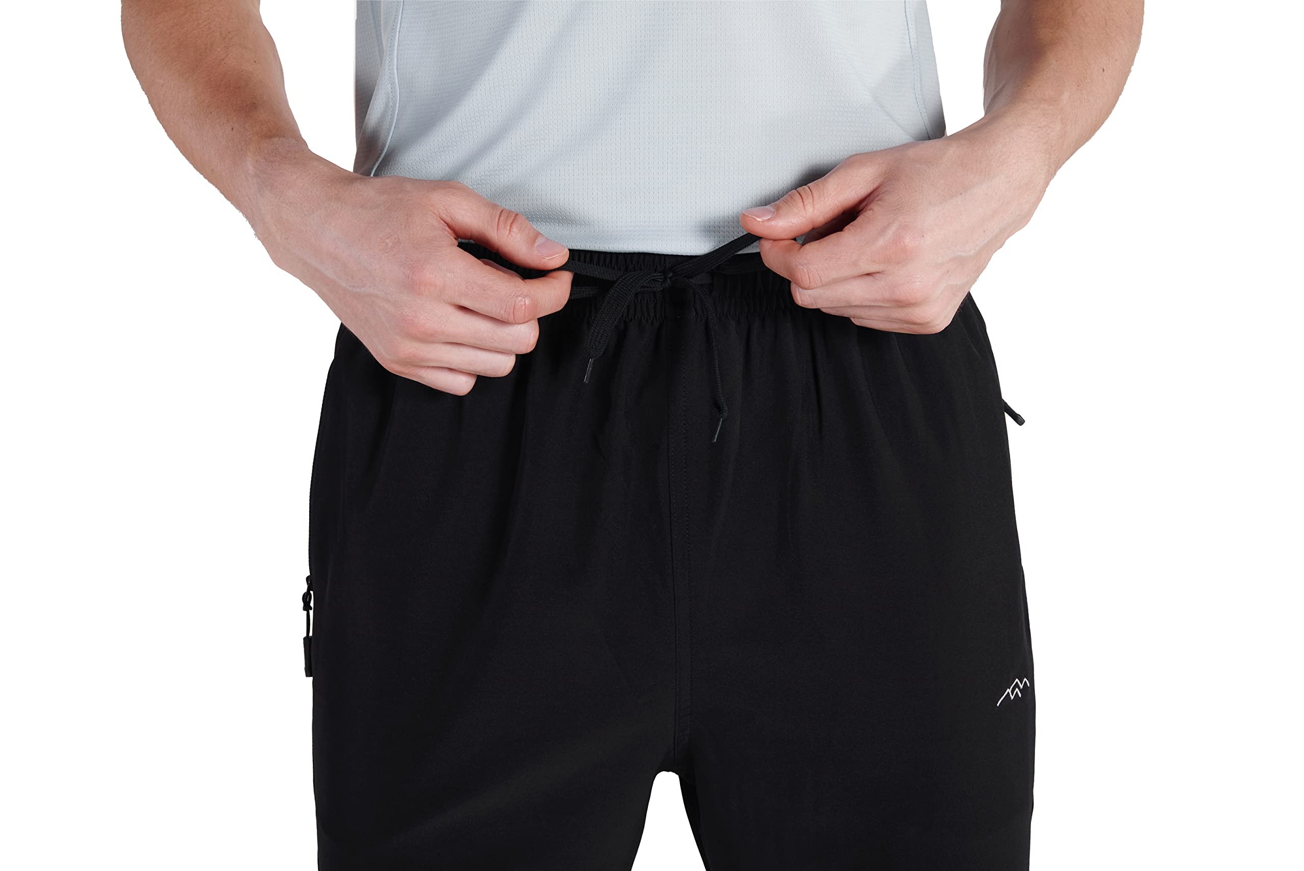 TRAILSIDE SUPPLY CO.Men's Workout Athletic Pants Elastic Waist Jogging Running Pants for Men with Zipper Pockets,Black, L