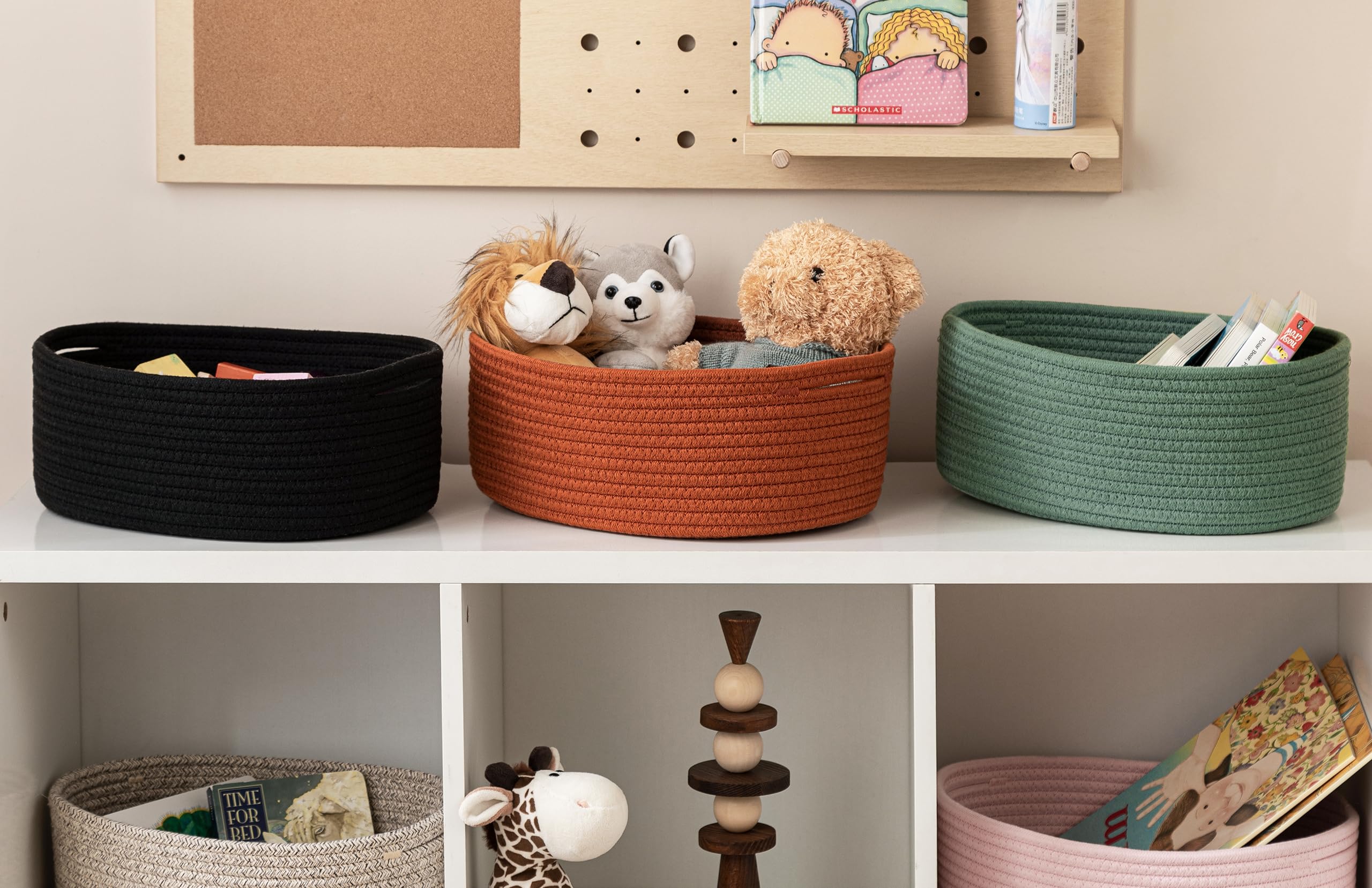 UBBCARE Small Basket for Organizing 13x8.66x5.11'', Soft and Skin-friendly Small Woven Baskets for Storage, Baskets for Gifts Empty, 3 Packs Oval Small Storage Basket, Green