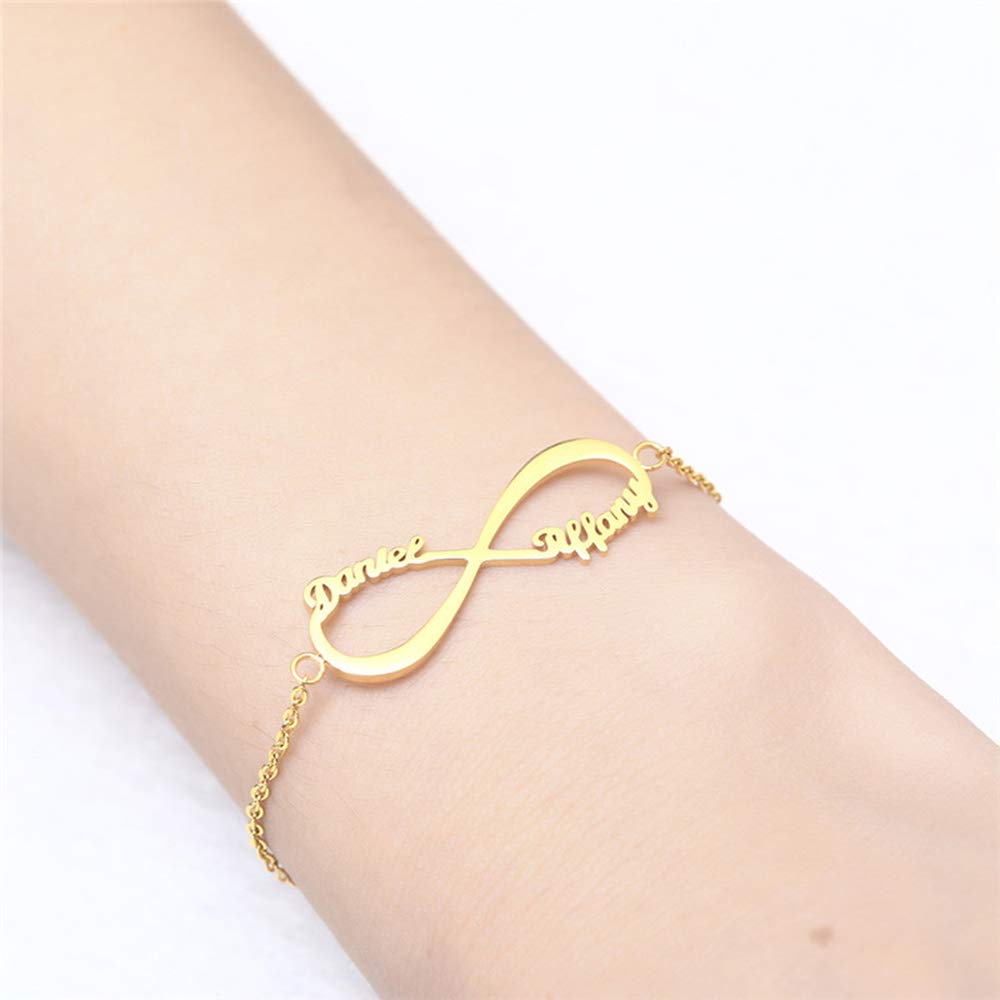 RMREWY Infinity Symbol Custom Name Bracelet 925 Sterling Silver Engrave Any Name Personalized Bracelet Ankle Customized Gift for Women