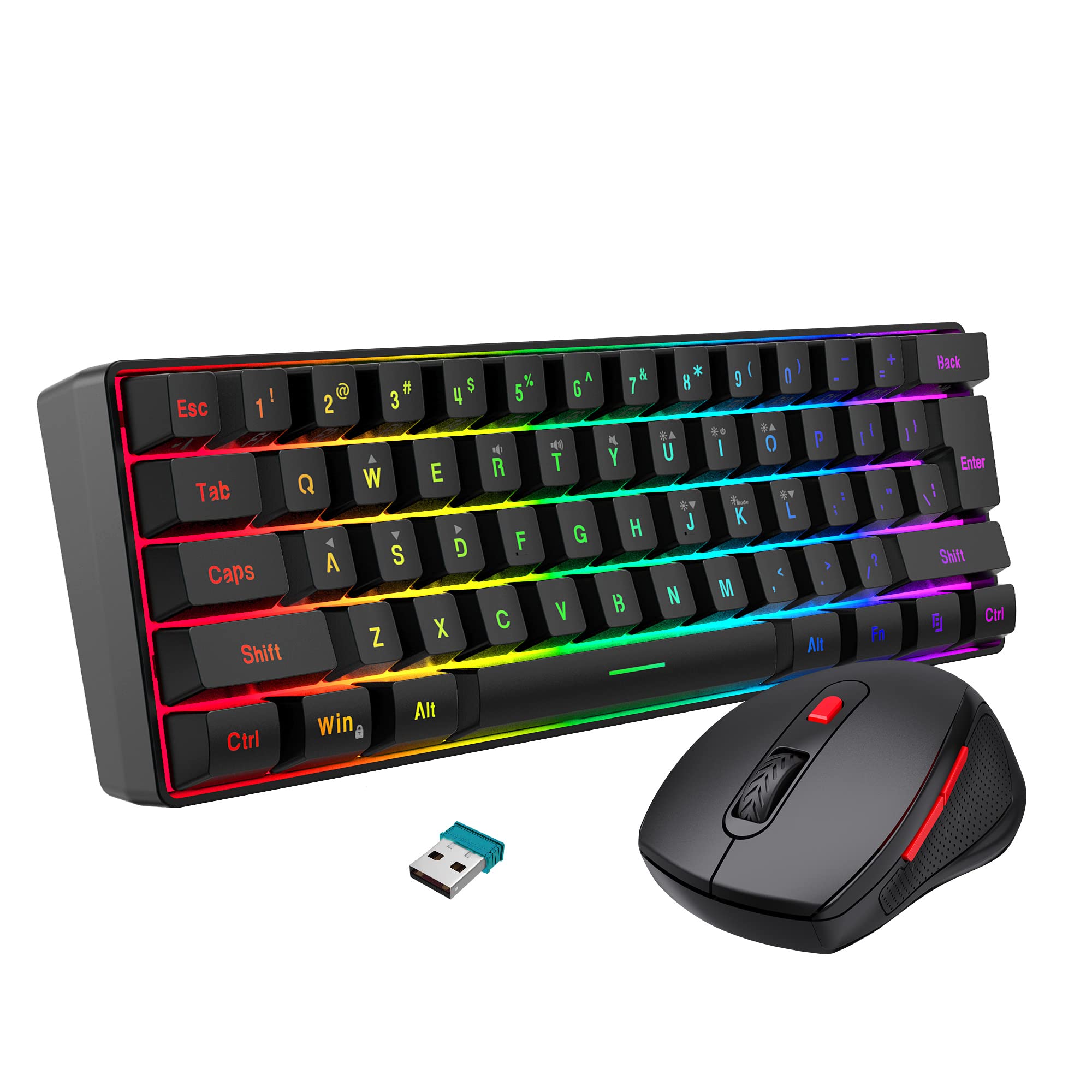 Snpurdiri 60% Wireless Gaming Keyboard,2200mAh Mini 61 Keys Mechanical Feeling Keyboard with Bluetooth 5.1&2.4G Wireless Dual Modes,Support Charging,Suitable for PC/Tablet/Smartphone Gamer,White
