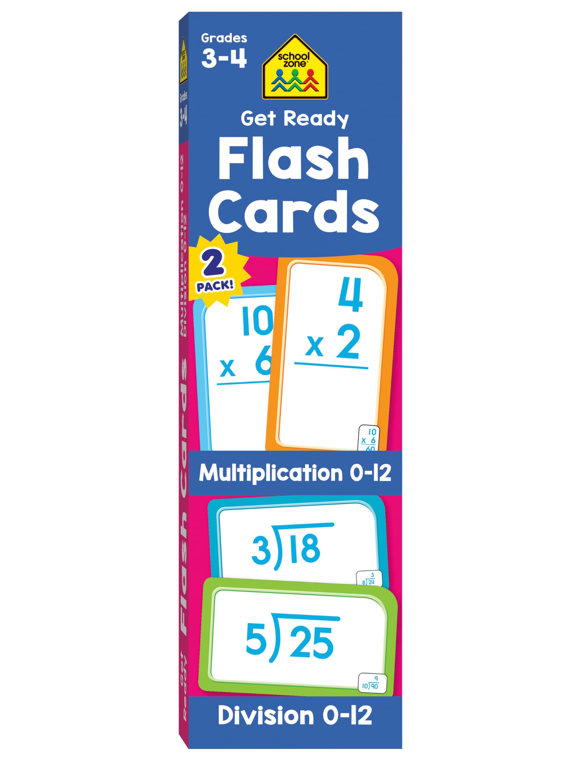 School Zone - Get Ready Flash Cards Multiplication & Division 2 Pack - Ages 8 to 9, 3rd Grade, 4th Grade, Multiplication 0-12, Division 0-12, Elementary Math, and More