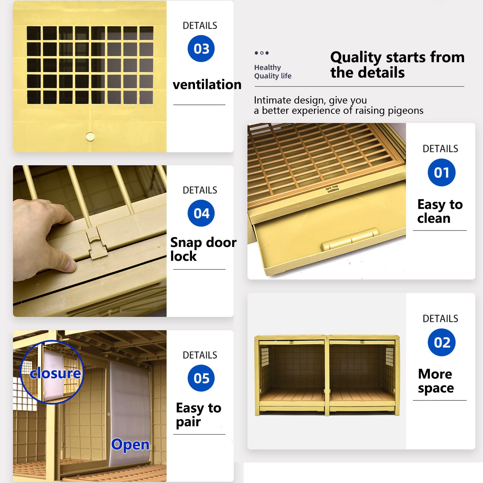 Pigeon Cage Plastic Pigeon Pairing Cage Bird Cage Pigeon Nest Box Carrier Combination Package Nest Solid Nest Rest and Pairing 32in