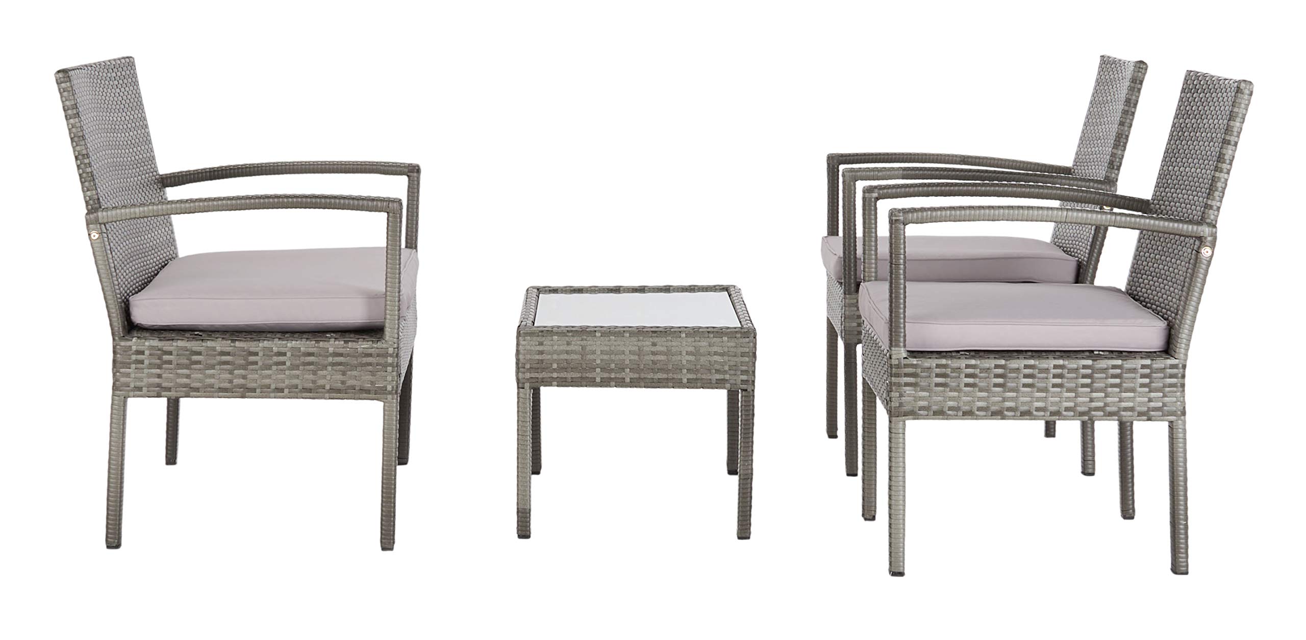 Safavieh PAT7507B Collection Bassey Grey 4-Piece Outdoor Living Patio Set