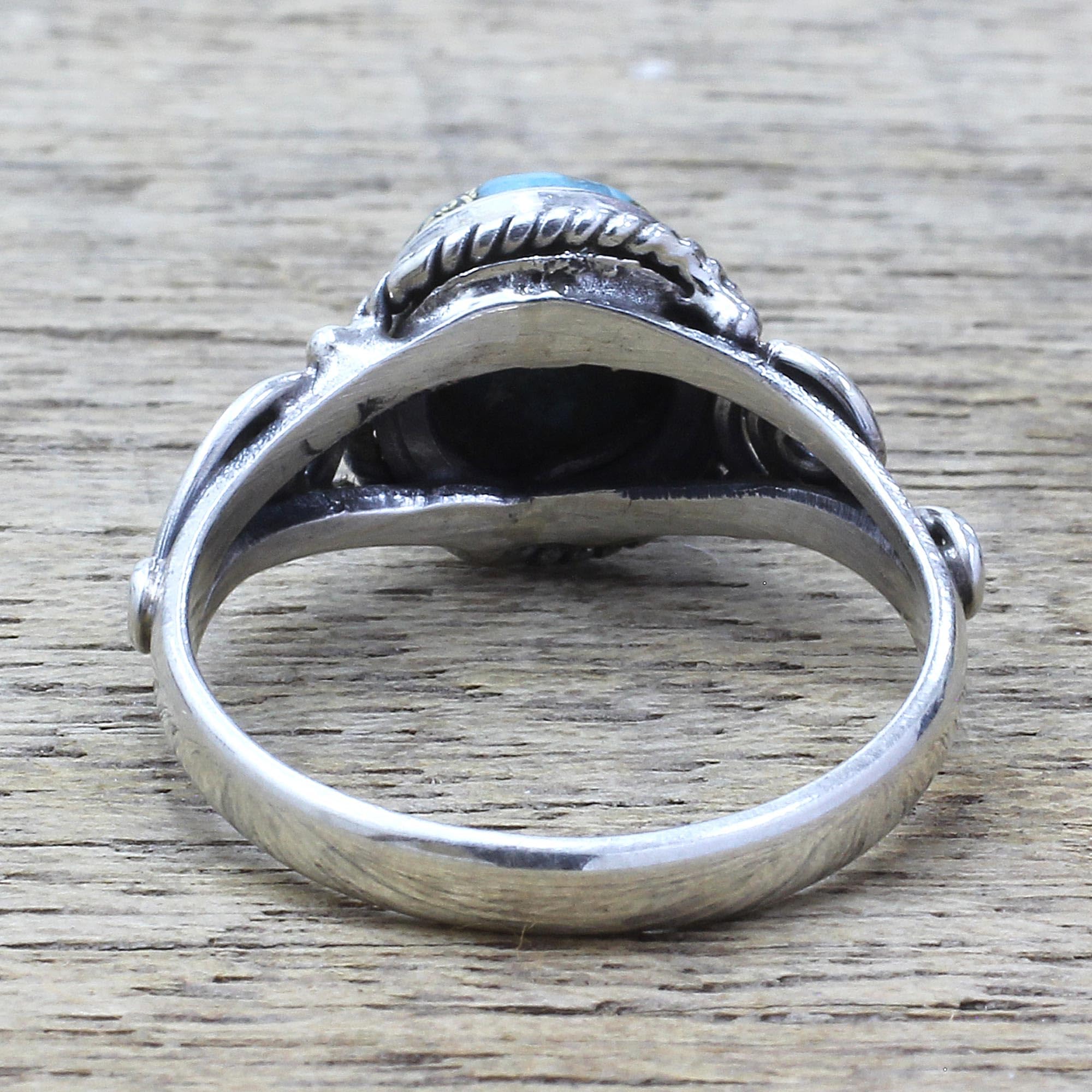NOVICA Artisan Handmade .925 Sterling Silver Cocktail Ring Composite Turquoise Reconstituted India Island Paradise 'Blue Attunement'