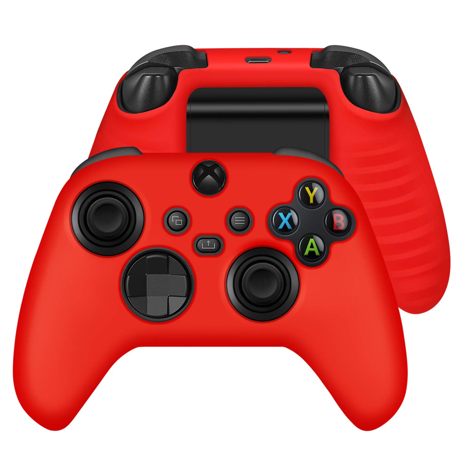 TNP Controller Cover Skin Case with Thumb Grip (4 Pack Blue+Red+Black+White) Fit for Xbox Series X S & X-Box One XS Wireless Gamepad - Soft Studded Anti-Slip Silicone Gel Rubber Stick Cap Accessories