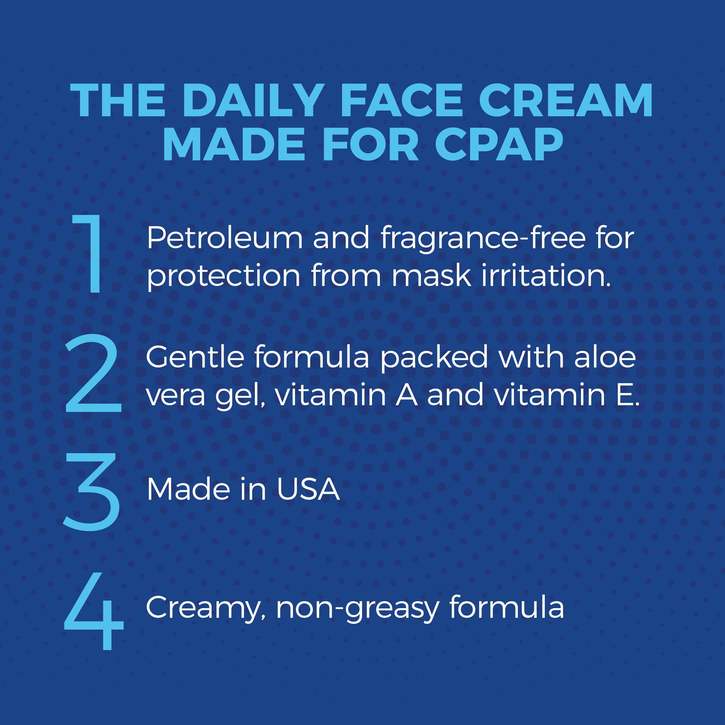 Snugell CPAP Skin Moisturizer Daily Face Cream with Aloe Vera and Vitamin A & E | Petroleum-free | Fragrance-free | Non-greasy | Specially Designed for CPAP users | 4 Fl. Oz.