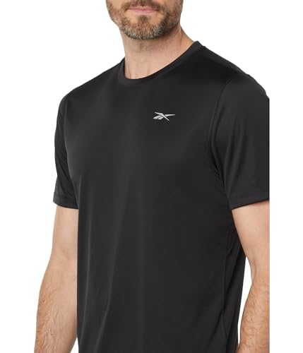 Reebok Men's Standard Running Essentials Tee, Black/Small White Logo, X-Large