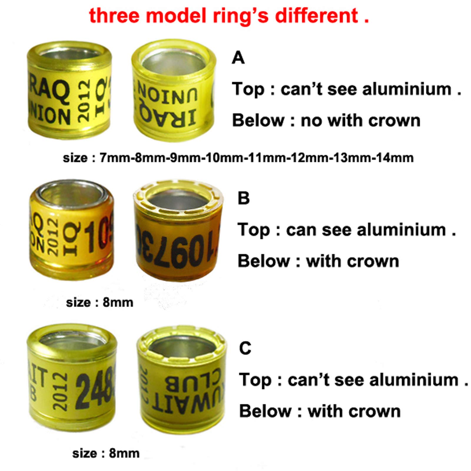 Pigeon Ring Customized Pigeon Band Personal Print 2021 Pigeon Foot Ring Leg ring Leg band 100pc