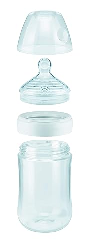NUK Nature Sense Plastic Bottle 260ml with Silicone Medium Feed Hole Teat (6-18 Months) Pink
