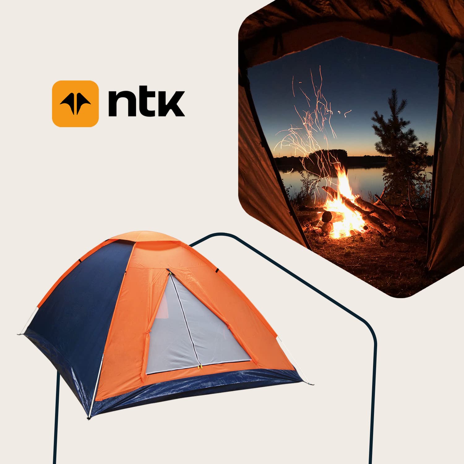 NTK Panda 2 Person 6.7 by 4.7 Foot Sport Camping Dome Tent 2 Seasons