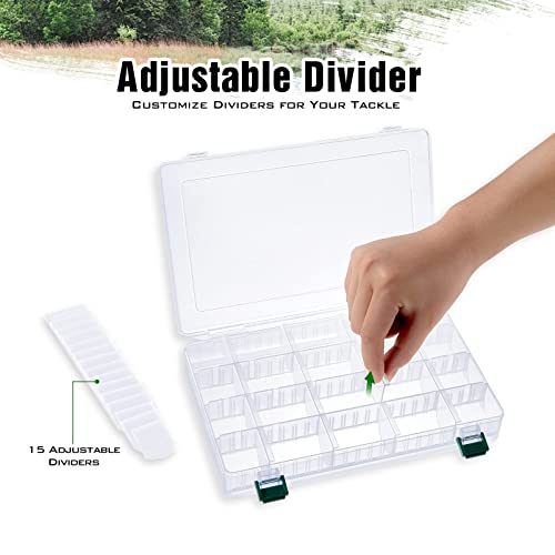 Piscifun Fishing Tackle Boxes, Plastic Clear Fishing Tackle Trays with Removable Dividers, 3600 Storage Organizer Boxes, 2 Packs Tackle Trays