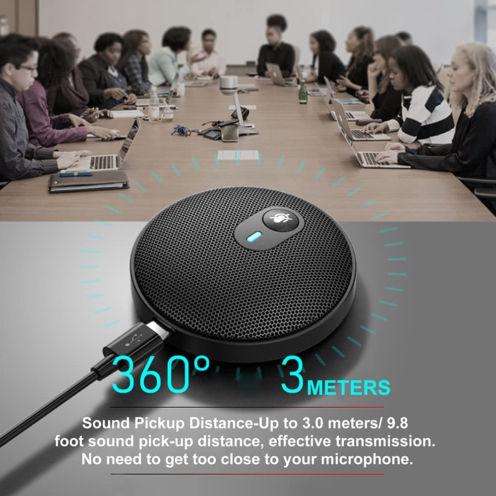 ZSEDP USB Omni-Directional Condenser Microphone for Video Conference Online Learning Sound Pick-up with AUX 3.5MM Type-C Cable