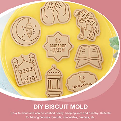 Wedding Cake Cookies Eid Mubarak Ramadan Cookie Molds: 8Pcs Cookie Cutters Islamic Muslim Biscuit Fondant Cake Chocolate Candy Silicone Ramadan Decorations
