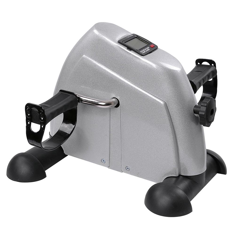Portable Silver Mini Arm Leg Pedal Exercise Bike: Suitable for Upper & Lower Body Lightweight 7.7 LB w/ Multi-functional LCD Monitor Displays for Physical Therapy Exerciser Personal Care Cycling